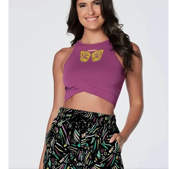 Zumba Fitness | Tops | Zumba Fitness Purple Butterfly Crop Top | Poshmark